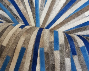 ROUND Stripes Cowhide Patchwork RUG. AMAZING | Etsy
