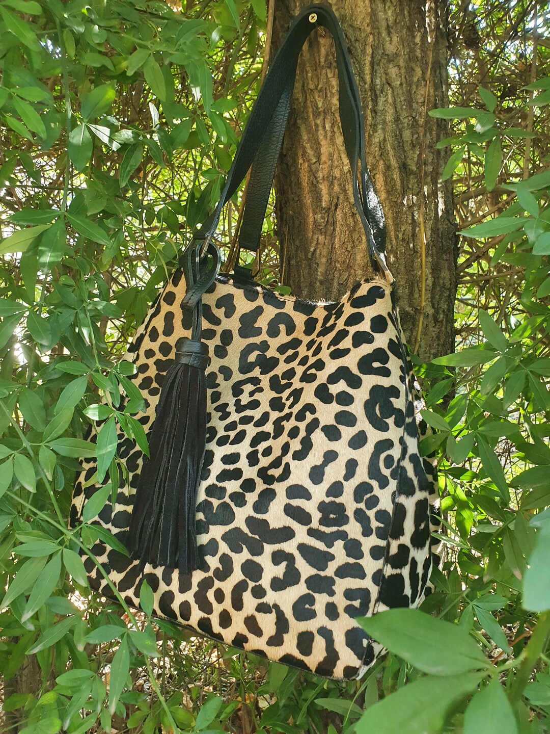Cowhide Purse! Leopard Stenciled Unique Piece! Cow Hide Handabg ...