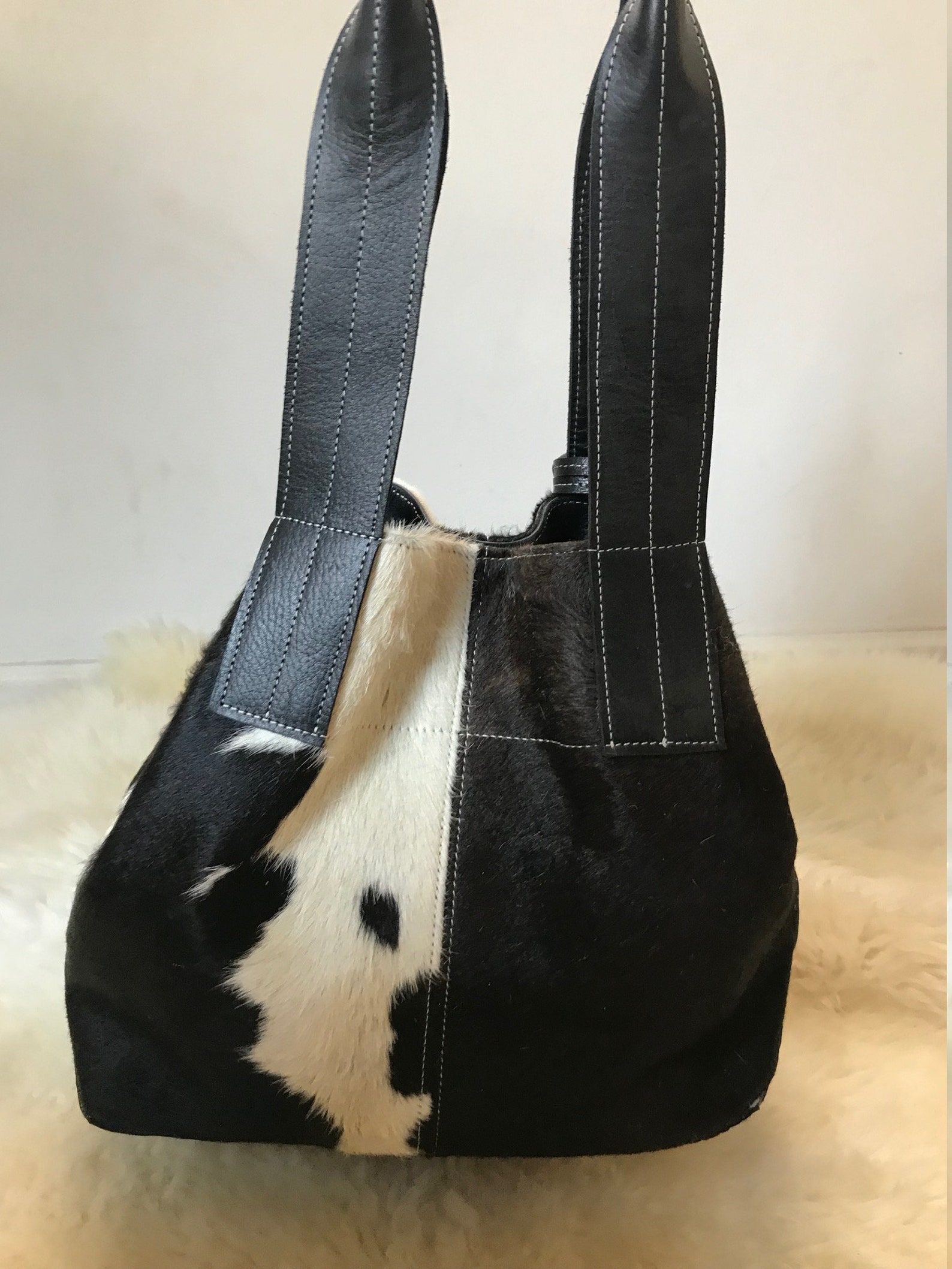 Cowhide Purse Unique Piece Cow Hide Handbag. Leather Bag - Etsy