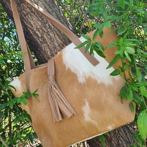 Cowhide Purse Unique Piece Cow Hide Handbag. Leather Bag Sac | Etsy