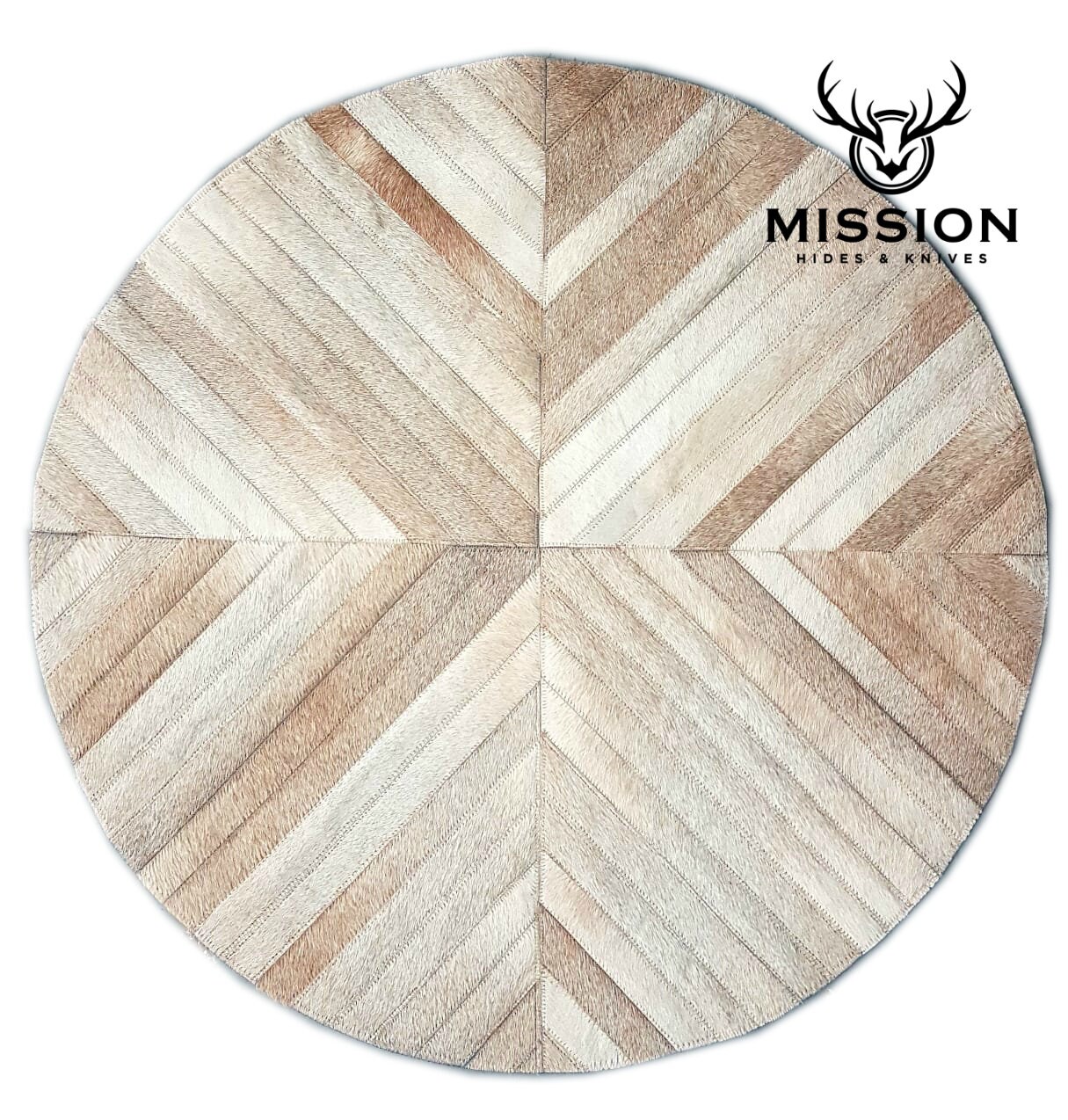 ROUND Stripes Cowhide Patchwork RUG. AMAZING - Etsy