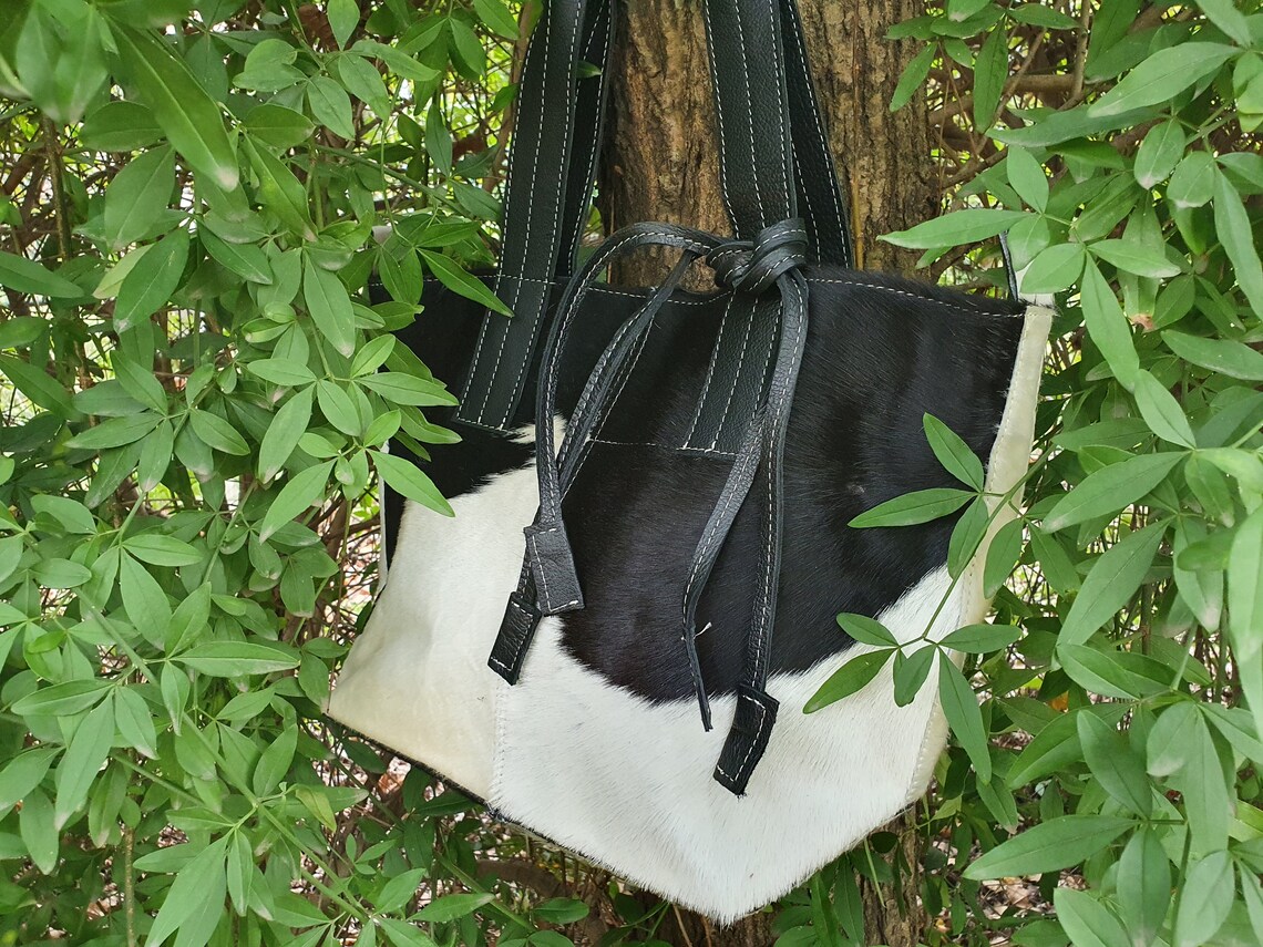 TOTE BAG Cowhide Purse! Unique Piece! Cow Hide Handbag. Leather Bag - Etsy