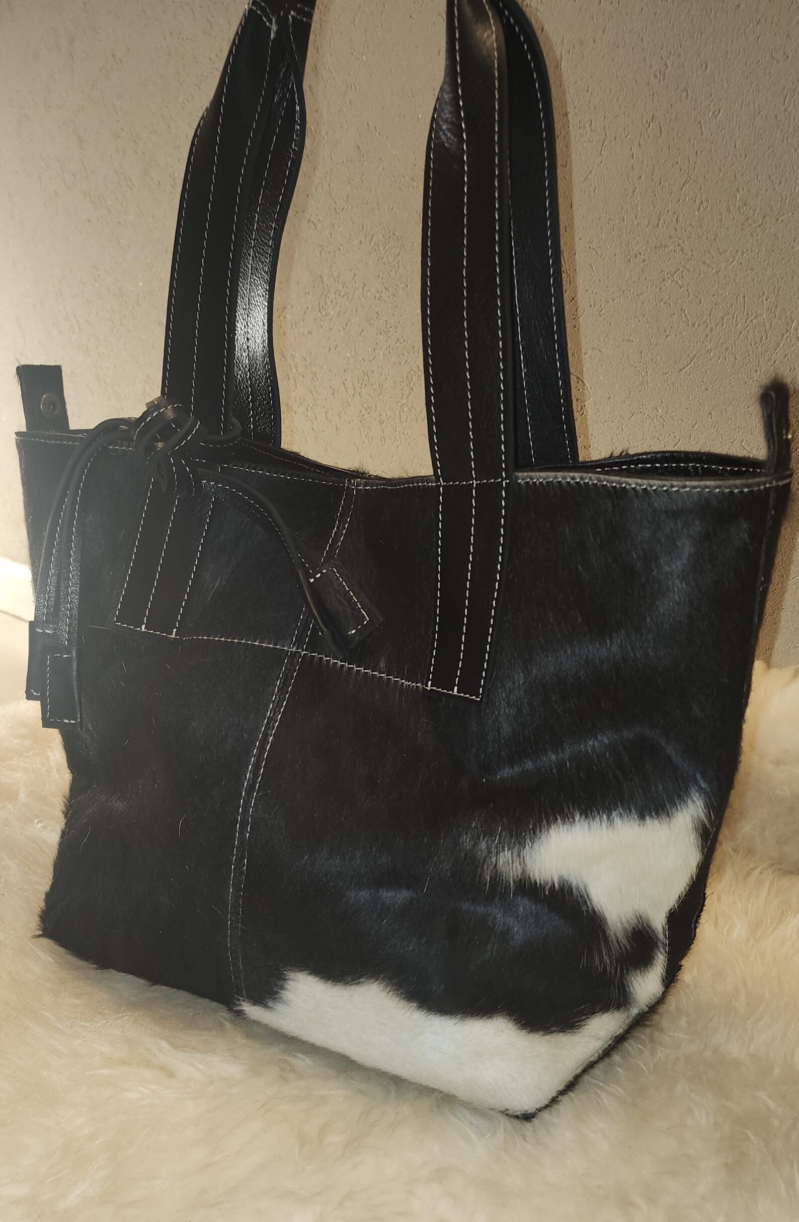 Cowhide Purse Unique Piece Cow Hide Handbag. Leather Bag - Etsy