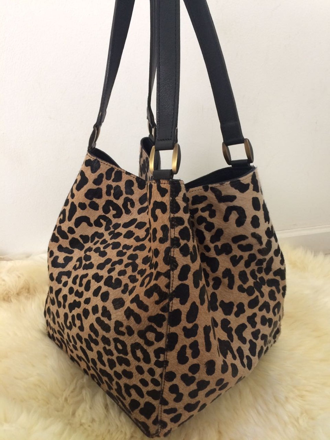 Cowhide Purse! Leopard Stenciled Unique Piece! Cow Hide Handabg ...