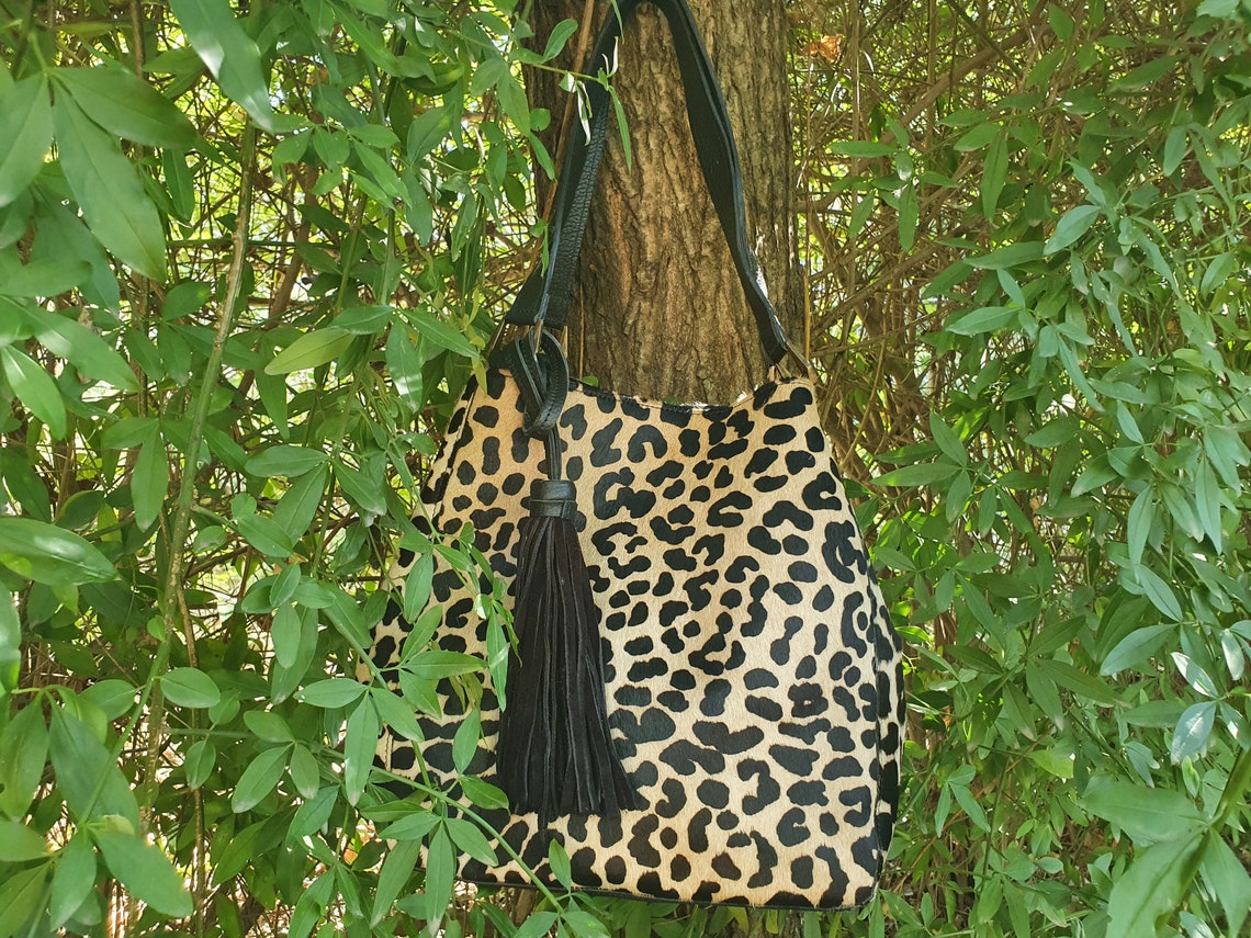 Cowhide Purse! Leopard Stenciled Unique Piece! Cow Hide Handabg ...