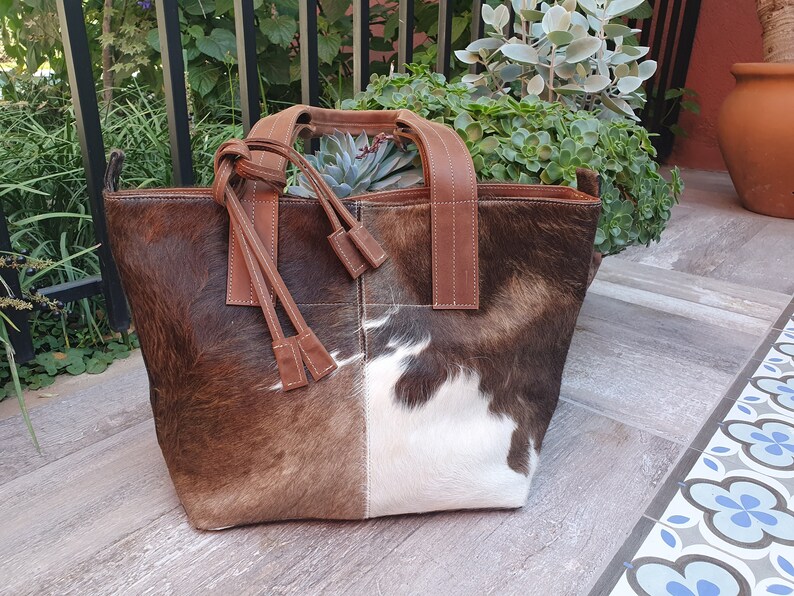 Cowhide Purse Unique Piece Cow Hide Handbag. Leather Bag Sac - Etsy