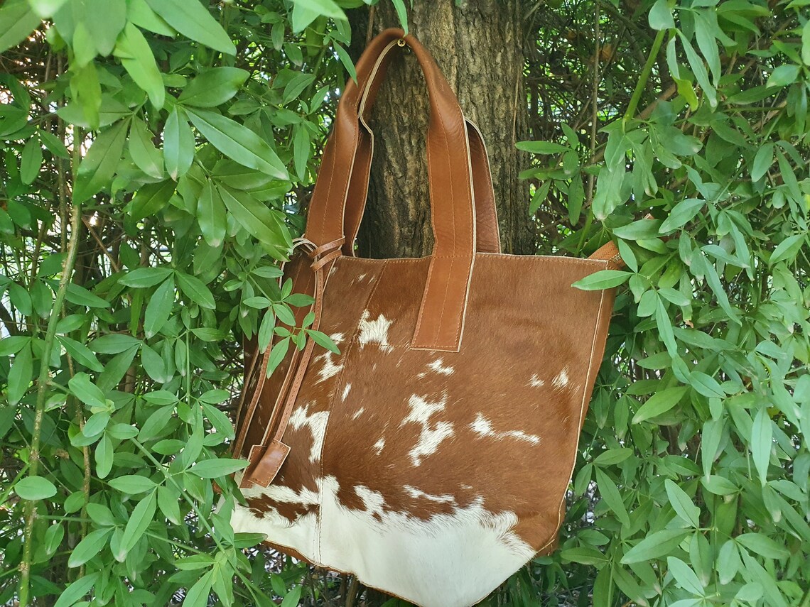 Cowhide Purse Unique Piece Cow Hide Handbag. Leather Bag. | Etsy