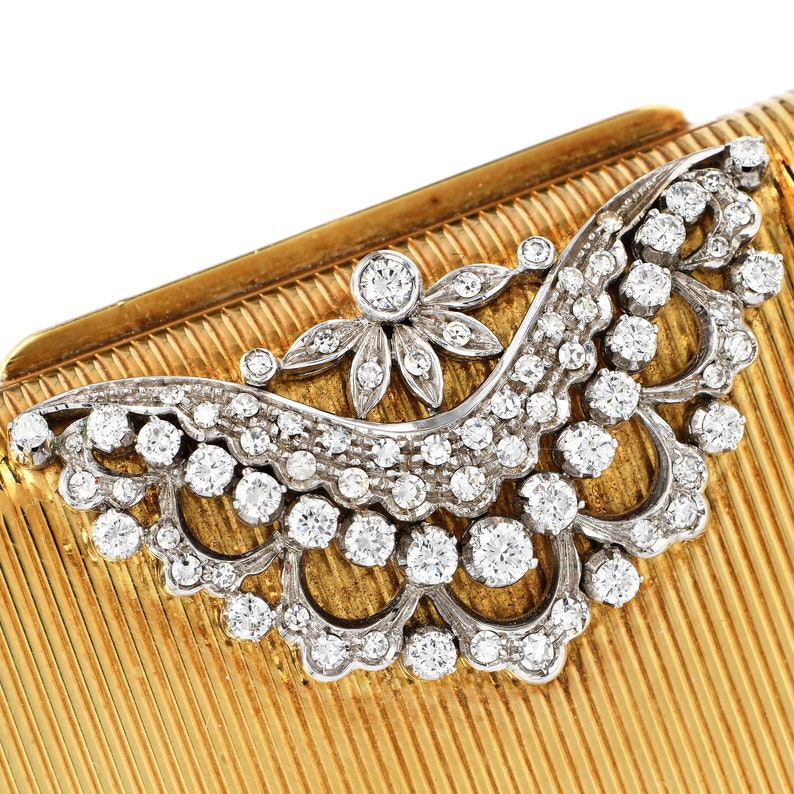 Vintage Italian Diamond Solid 18K Yellow Gold Tiara Compact - Etsy