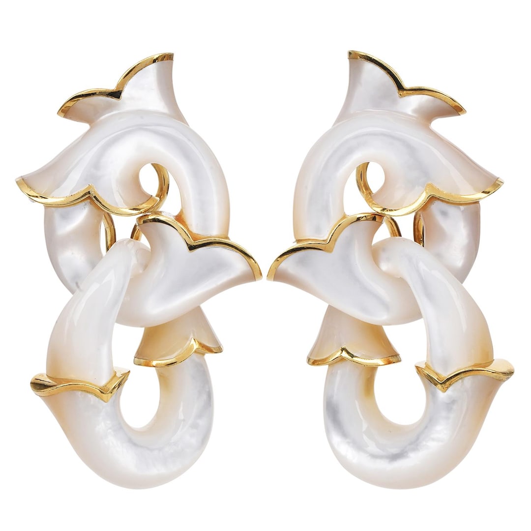 Angela Cummings Drop Earrings – 18K Yellow Gold With Mother-of-pearl ...
