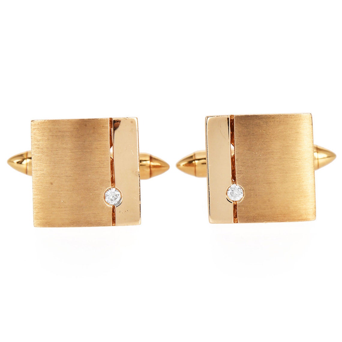 Vintage BIRKS 18K Yellow Gold Diamond Square Men Cufflinks - Etsy