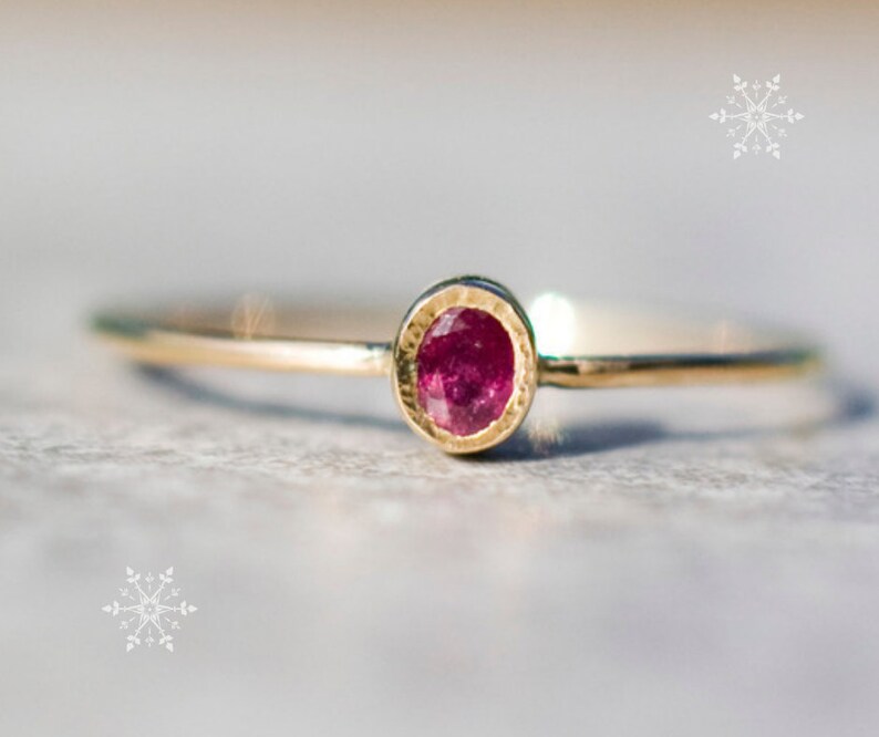 Rubin-Ring in 14 k Gold zierliche Schmuck Setzring Juli | Etsy