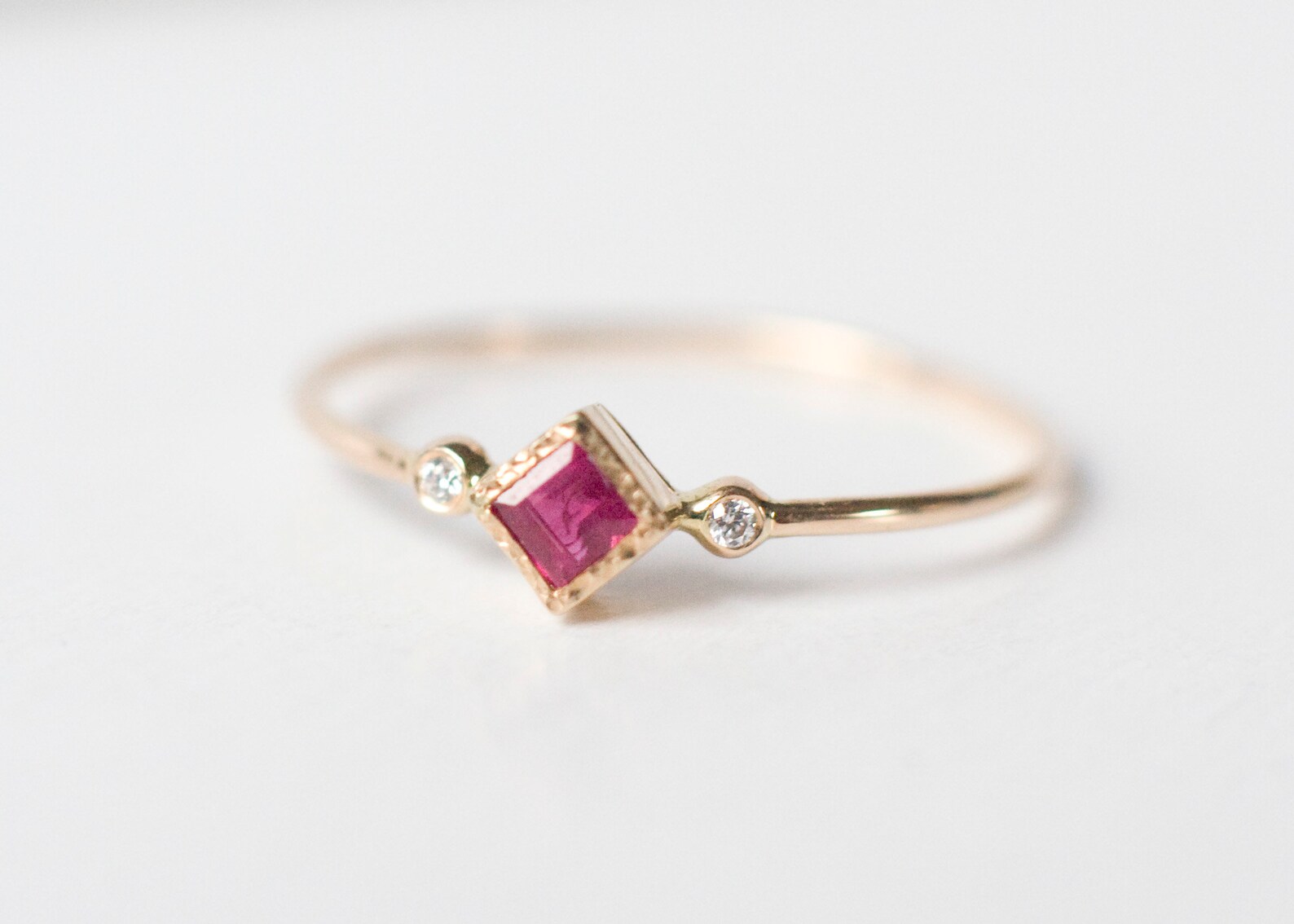 Ruby and Diamond Engagement Ring-princess Cut Ruby and Diamond | Etsy