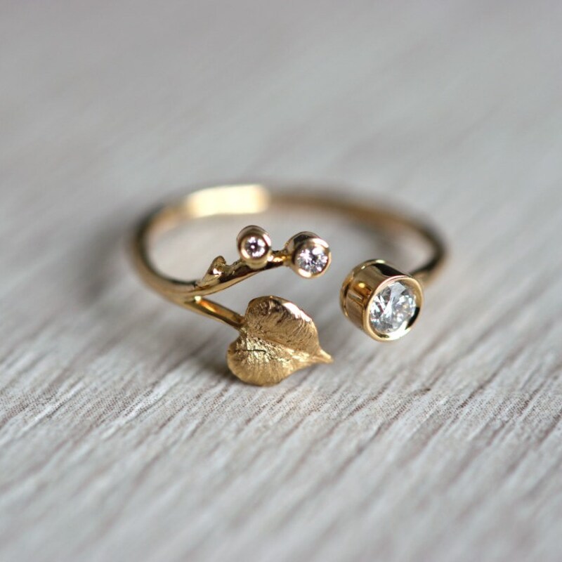 Diamond Leaf Ring - Etsy