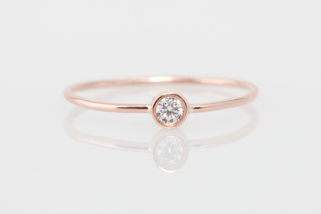 Delicate Rose Gold Engagement Ring-dainty Diamond Engagement Ring ...