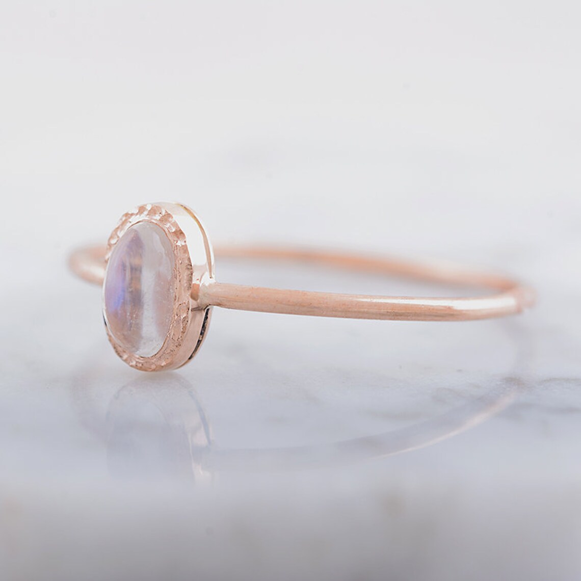 Oval Moonstone Ring in Rose Gold-unique Moonstone Engagement | Etsy