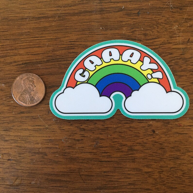 GAAAAAAY Rainbow Vinyl Weather Proof Sticker Bumper Sticker - Etsy