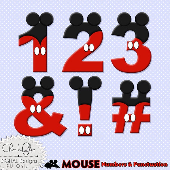 MOUSE NUMBERS PUNCTUATION Mouse Digital Numbers and | Etsy