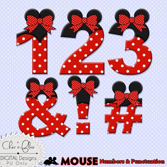 MOUSE NUMBERS PUNCTUATION Mouse Digital Numbers and | Etsy