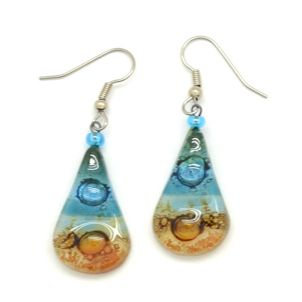 Blue Sea Glass Earrings - Etsy