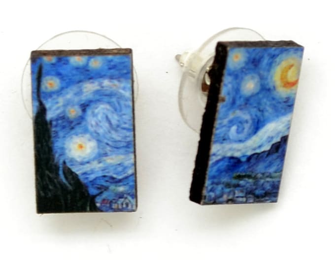 Vincent Van Gogh Starry Night Stud Earrings, Impressionism Art Earrings ...