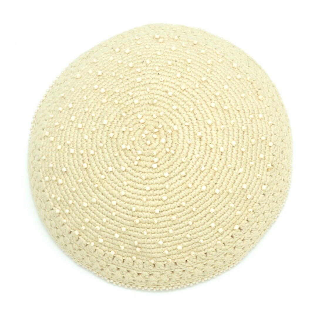 Ivory Crochet Kippah for Women | Temple Head Covering | Beaded Wedding ...