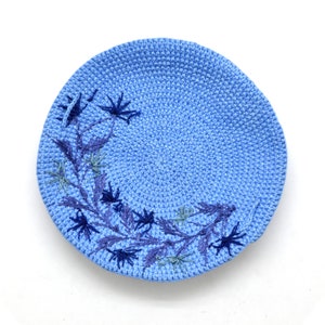 Sapphire Blue Flower Kippot for Women, Perfect Bat Mitsvah Yarmulke ...
