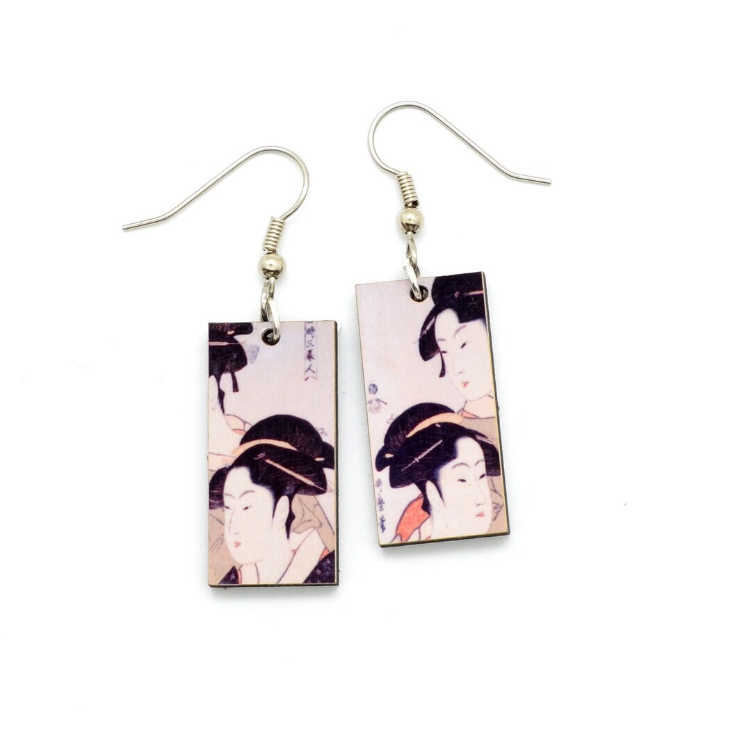 Ukiyo-e Japanese Art Earrings – Utamaro Inspired Dangle Earrings ...