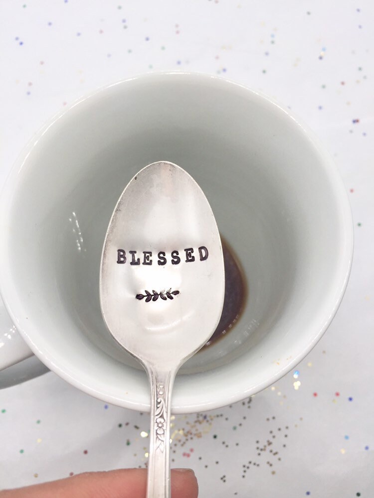 Blessed Teaspoon Hand Stamped Vintage Spoon inspiring | Etsy