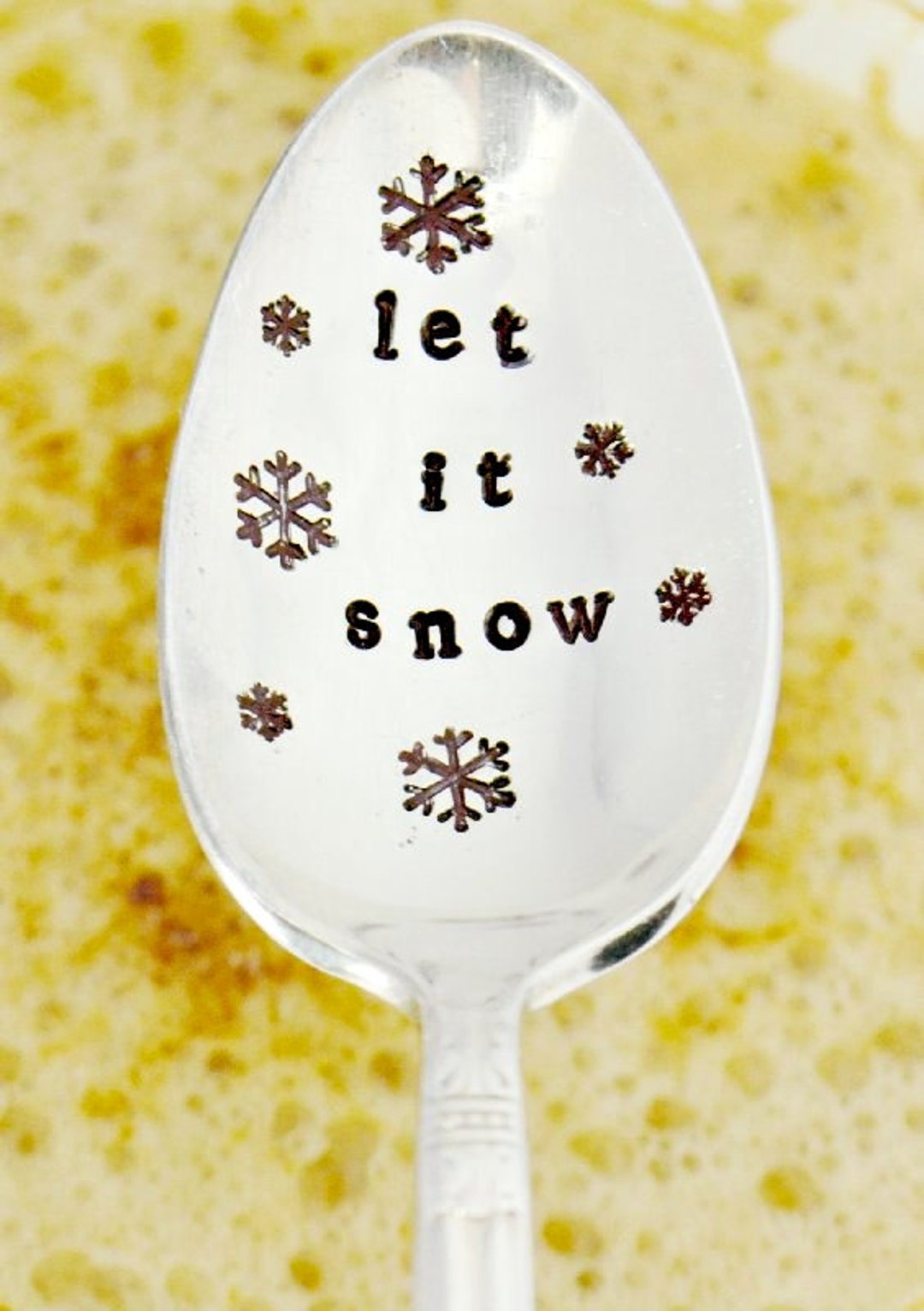 Let It Snow Coffee Spoon, Snow Spoon, Teaspoons, Cocoa Spoon, Stamped ...