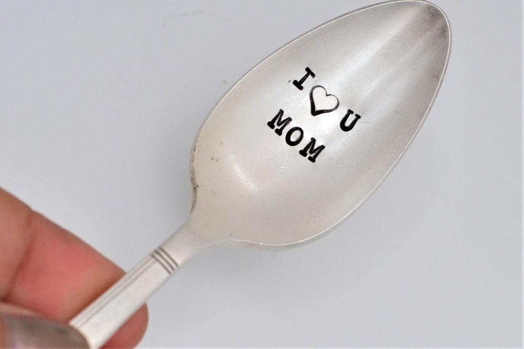 Hand Stamped Silverplated Spoon - I Love You Mom Gift - Etsy