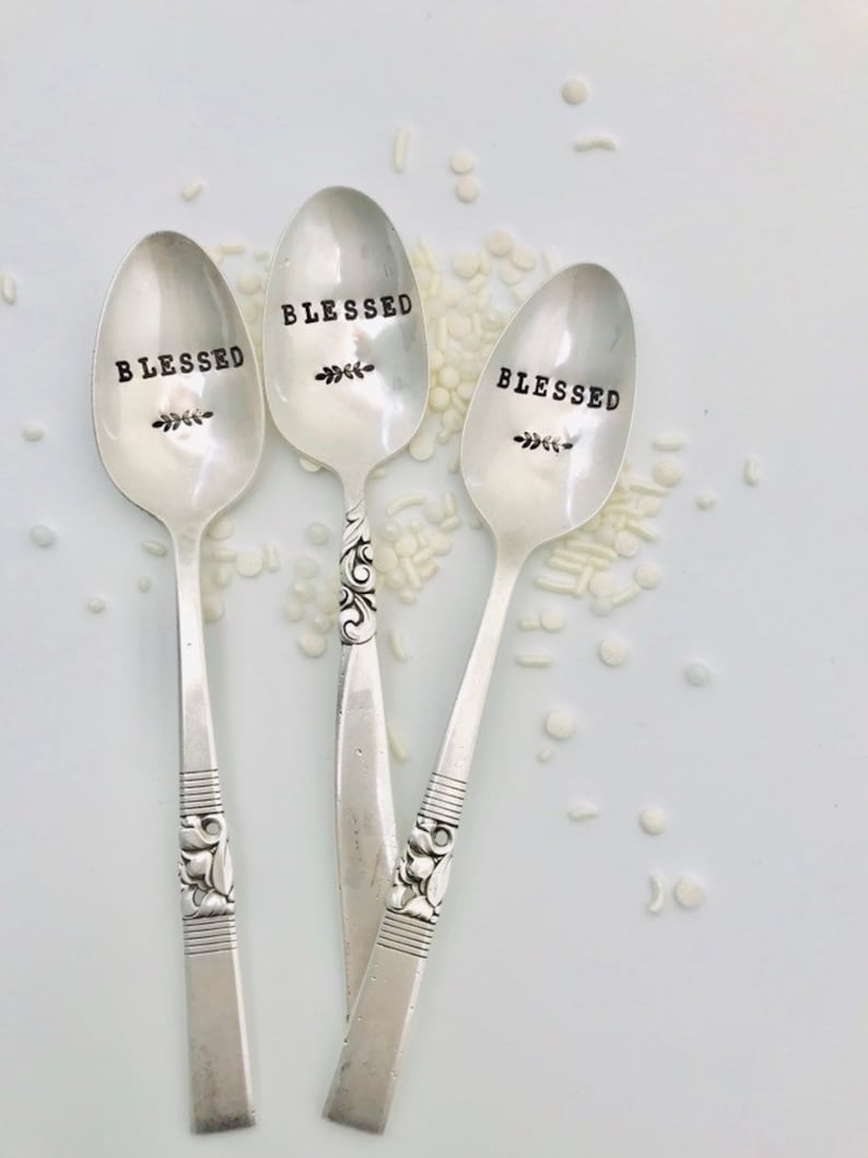 Blessed Teaspoon Hand Stamped Vintage Spoon inspiring | Etsy