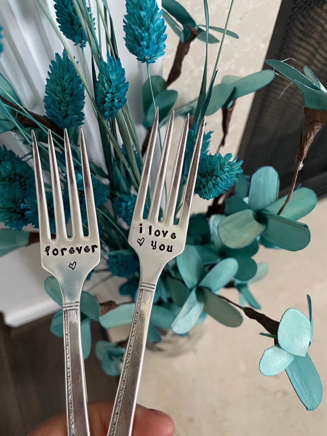 I Love You Forever Forks - Wedding - Anniversary Gift - Couples Gift ...