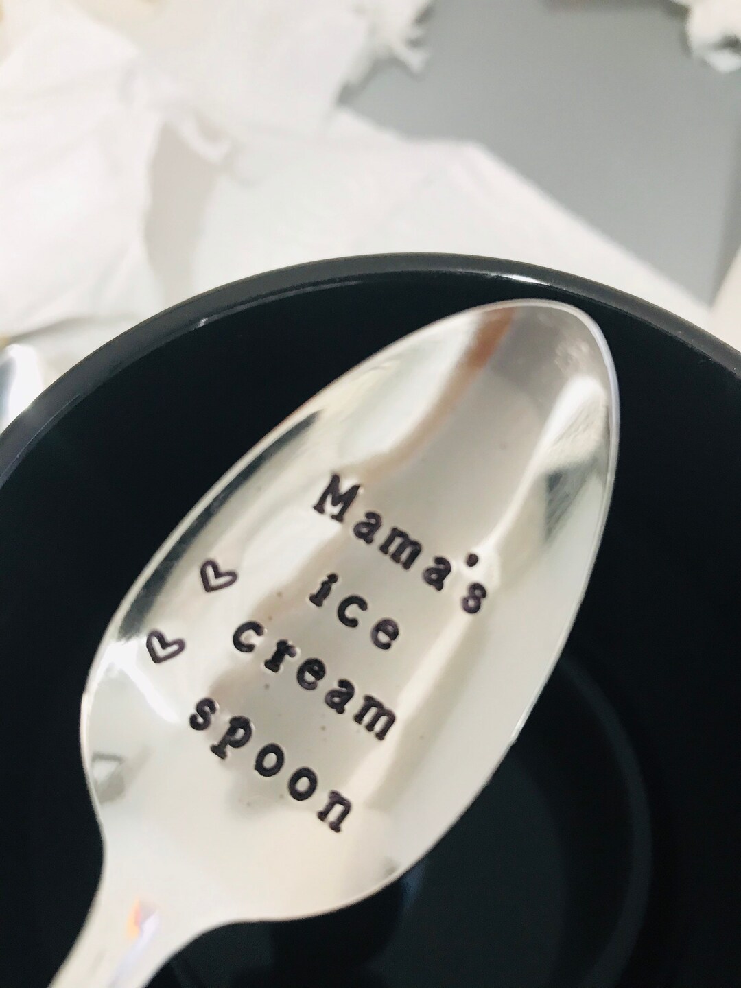 Mama’s Ice Cream Spoon - Personalized Ice Cream Spoon, Hand Stamped ...