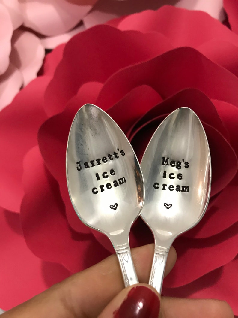 Ice cream spoons set Custom ice cream spoon Stamped Spoon | Etsy