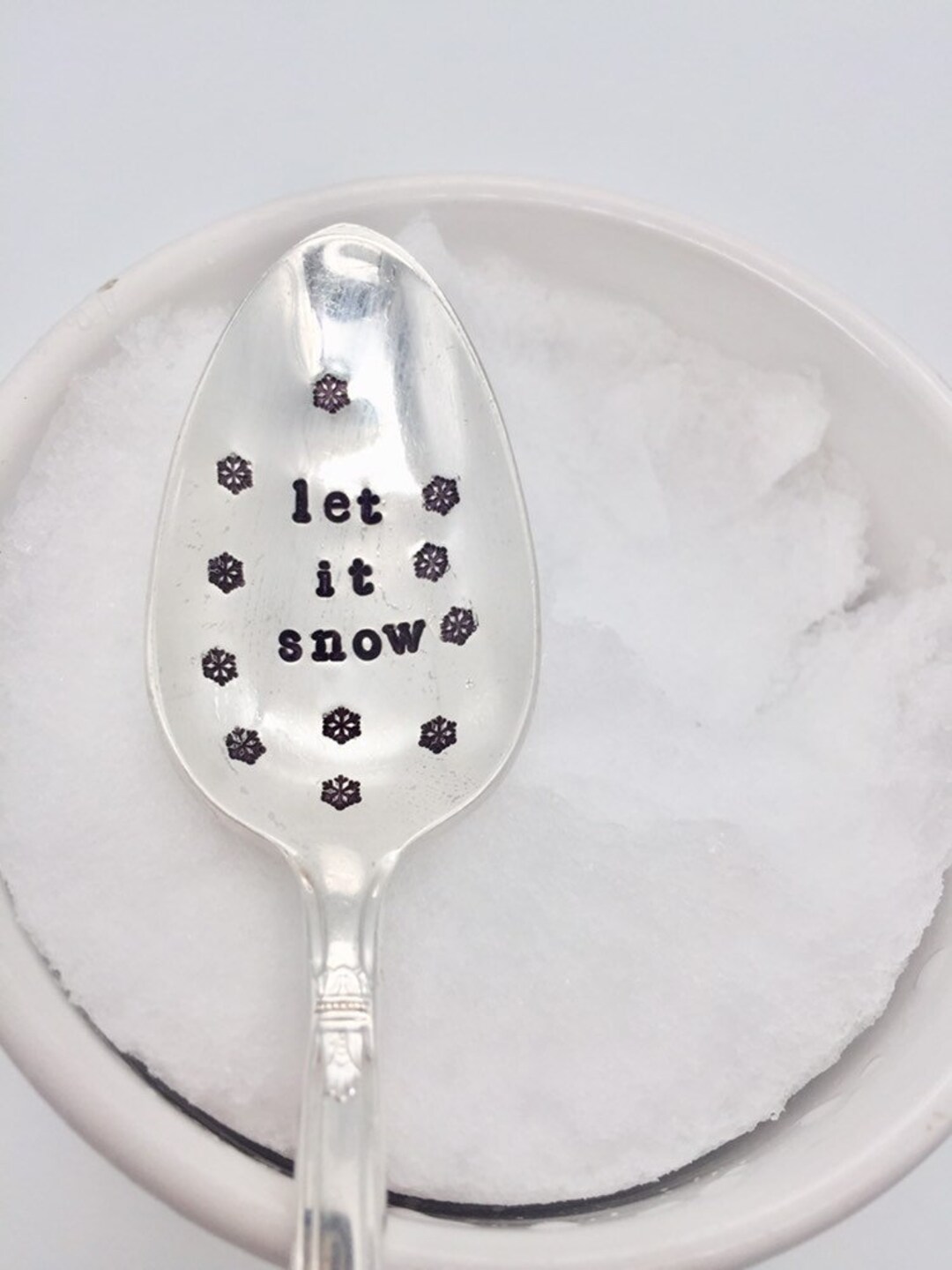 Let It Snow Coffee Spoon- Snowflakes Spoon- Vintage Silver Plated, Hand ...