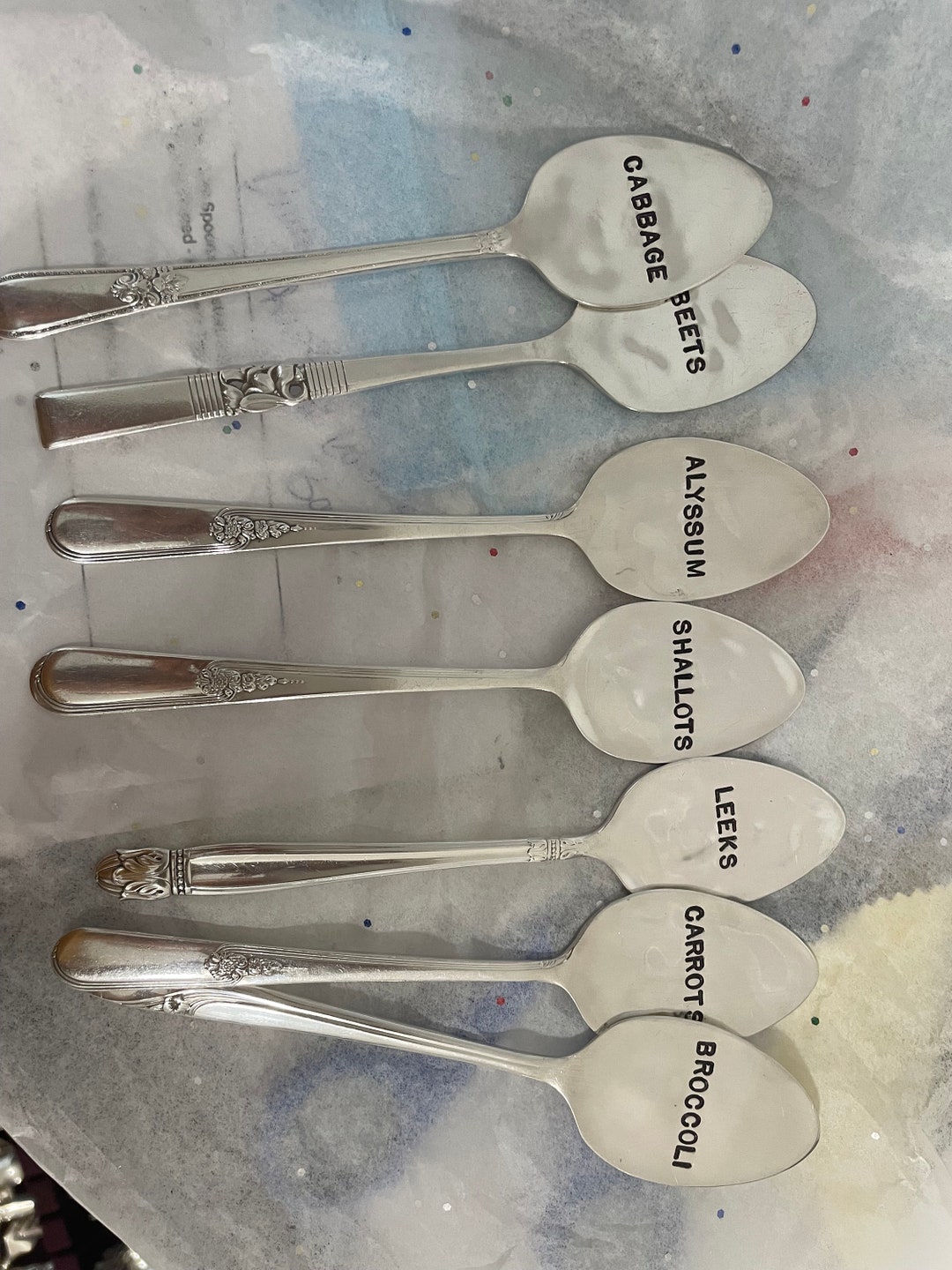 Hand Stamped Vintage Silverware Garden Markers, Herb & Veggie Plant ...