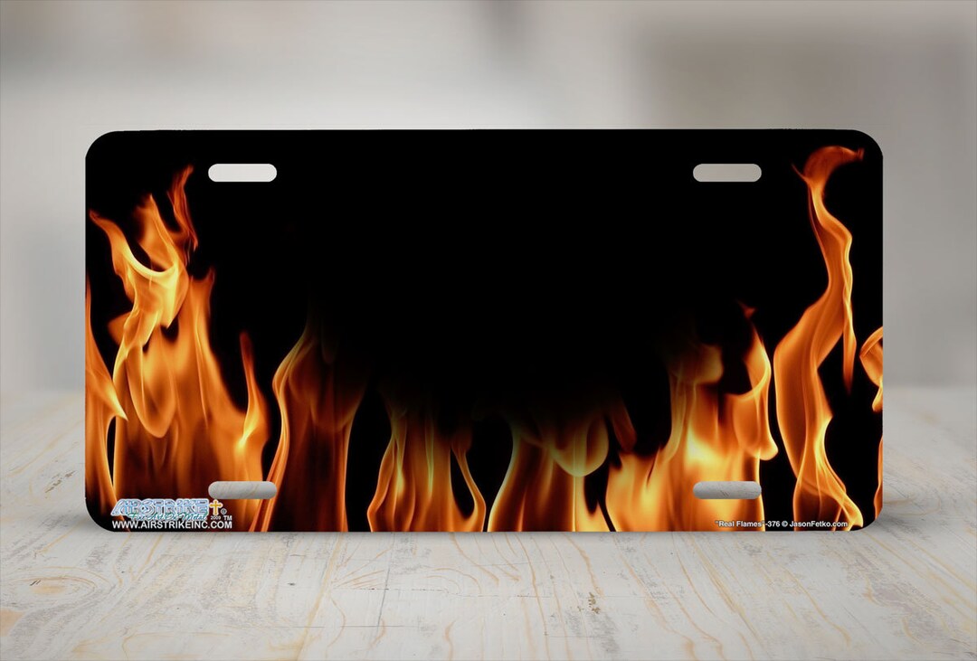 Flames Fire License Plate Orange Flames Fire Car Tag Real - Etsy