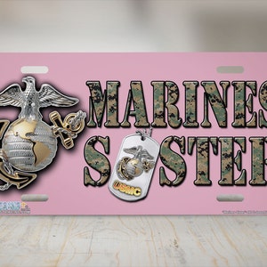 Marine Sister License Plate USMC Sister Car Tag Marine | Etsy