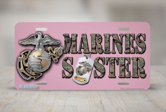 Marine Sister License Plate USMC Sister Car Tag Marine | Etsy