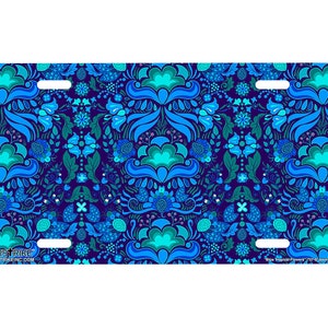 Blue Tropical Flower License Plate Floral Pattern Car Tag | Etsy
