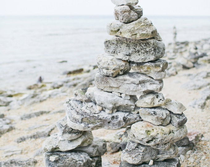 Door County Wisconsin Cave Point Stacked Rocks Beach Lake Photo 8x10 ...