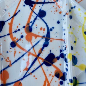 Ceramic Serving Trays - Paint Splatter Pattern - White With Blue ...