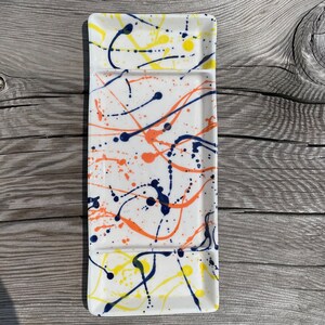 Ceramic Serving Trays - Paint Splatter Pattern - White With Blue ...