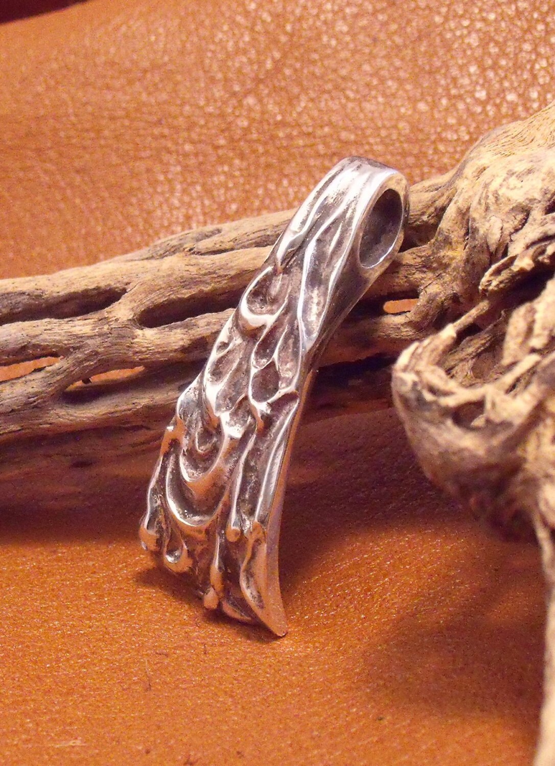 Sterling Silver Pendant Depicting the Element FIRE Adjustable Leather ...