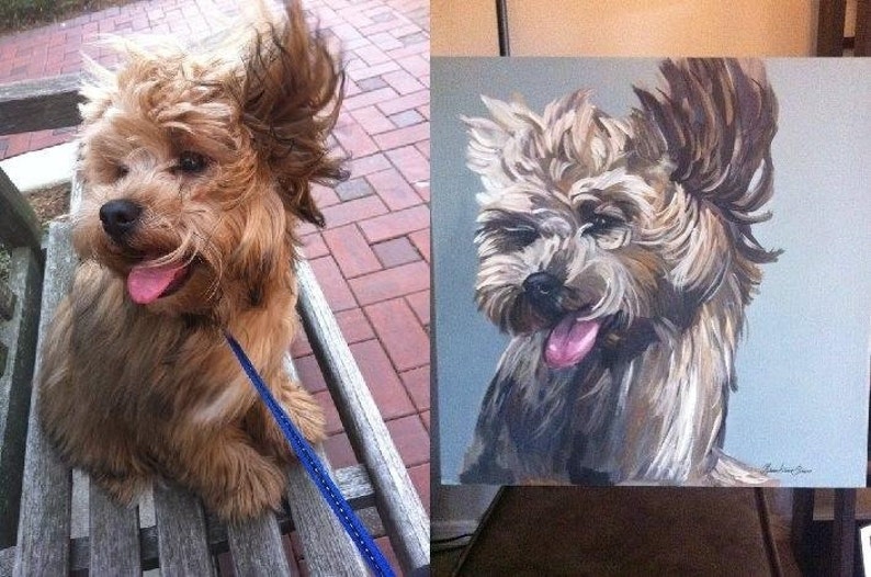 Custom pet portrait. Acrylic paint on gallery wrapped canvas. | Etsy