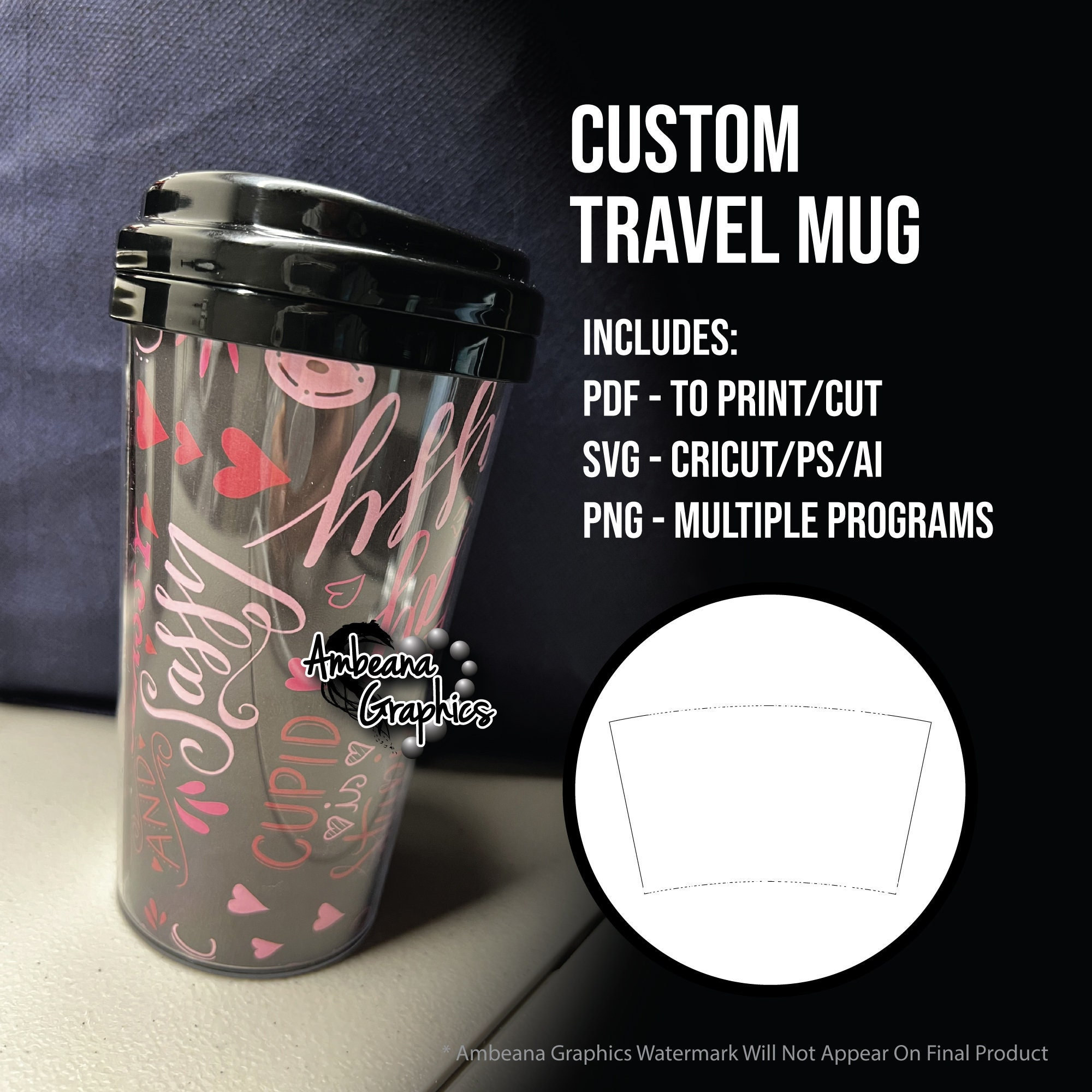 Travel Mug Wrap Template (PDF, PNG, SVG) - Etsy