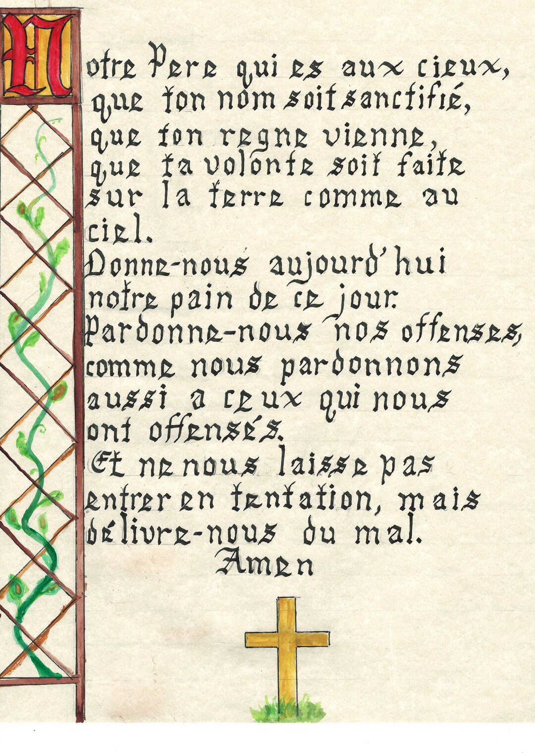 Notre Pere Print: French Our Father Prayer - Etsy