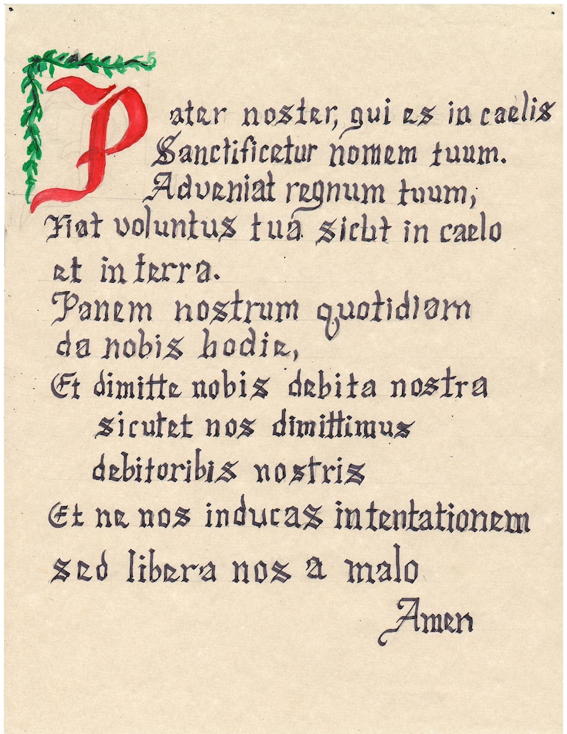 Pater Noster, the Lord's Prayer in Latin - Etsy
