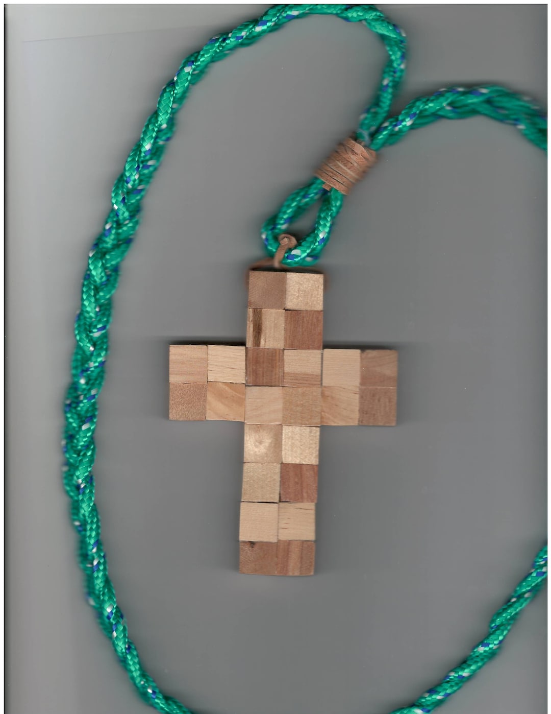 Wooden Pectoral Cross Necklace: Braided Green Cord - Etsy