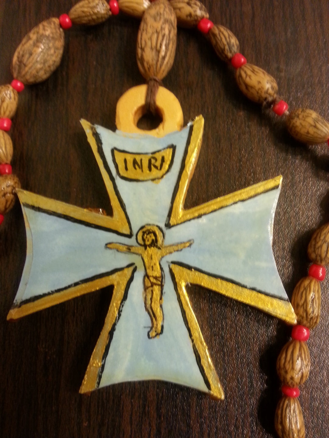 Blue Iron Cross Rosary - Etsy
